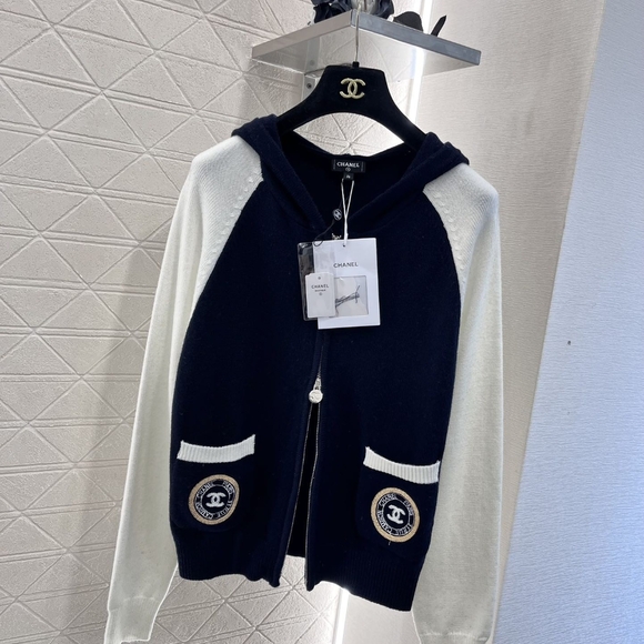 CHANEL | Tops | Chanel Embroidered Hooded Knitted Jacket | Poshmark
